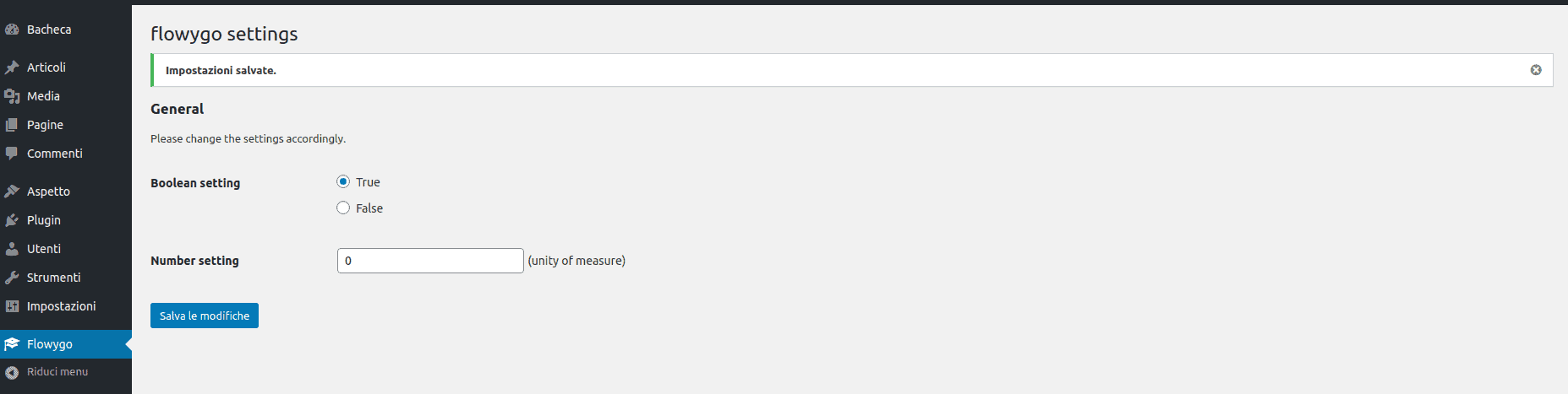 Create a settings page for a Wordpress plugin - Flowygo